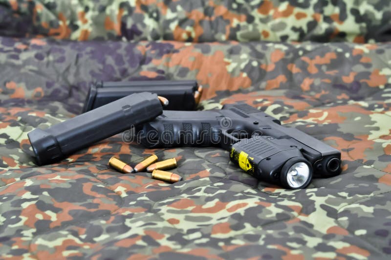 Military Handgun with Laser/light-module Stock Image - Image of ...