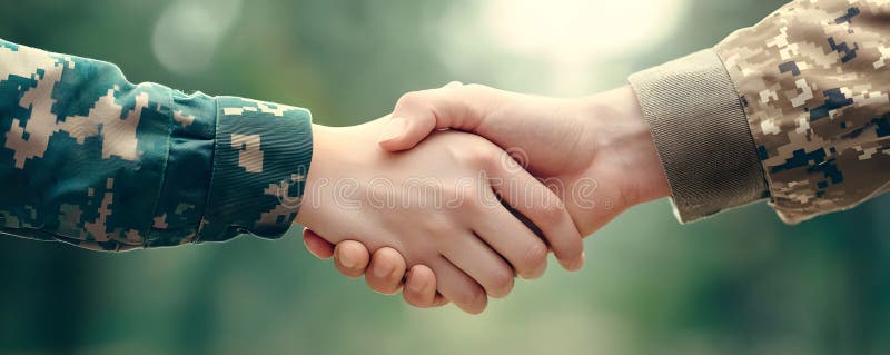 Military Handshake Symbolizing Unity and Cooperation Stock Illustration ...
