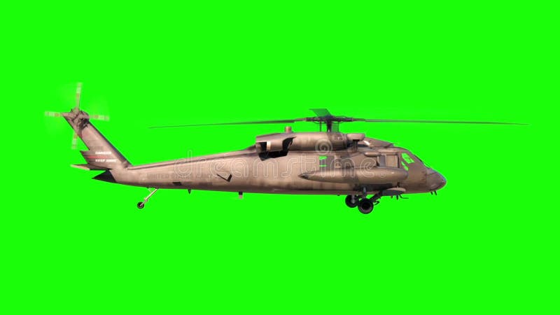 Military Helicopter Black Hawk Uh-60 Down Green Screen 3D Rendering ...