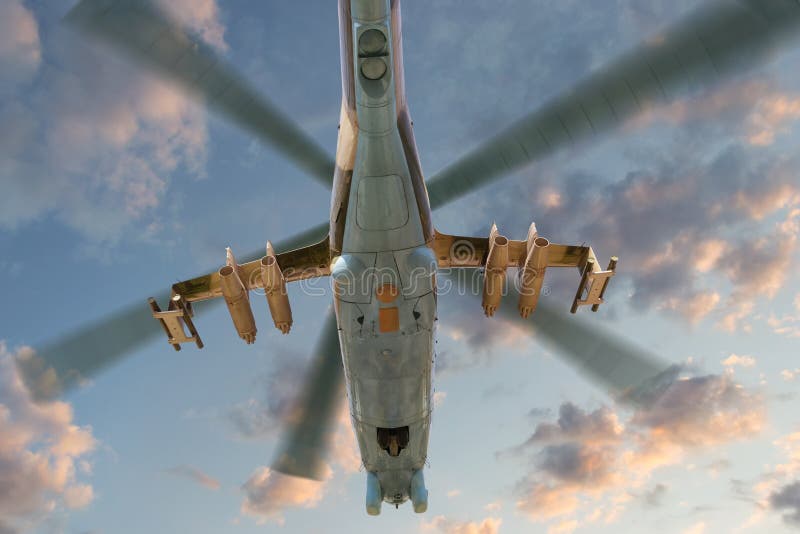 Military Helicopter in Flight Stock Image - Image of attack, weapon ...