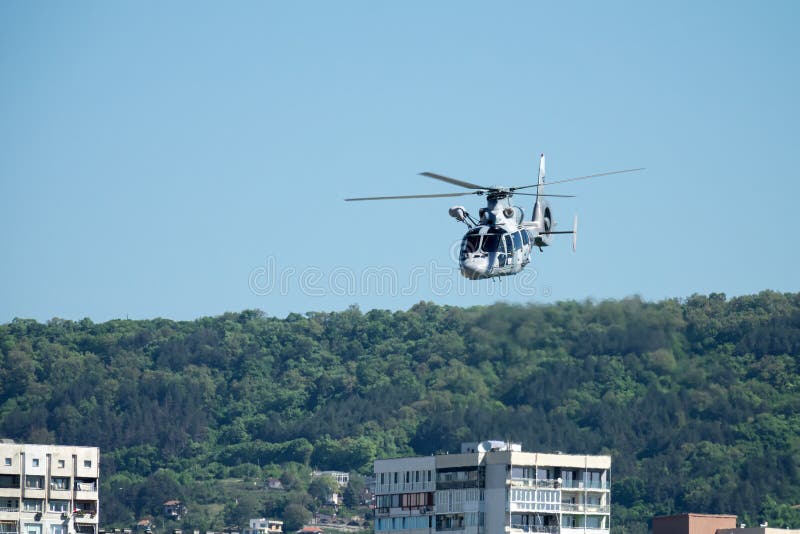 Military Helicopter Fly Over the City. Air Force Editorial Photography ...