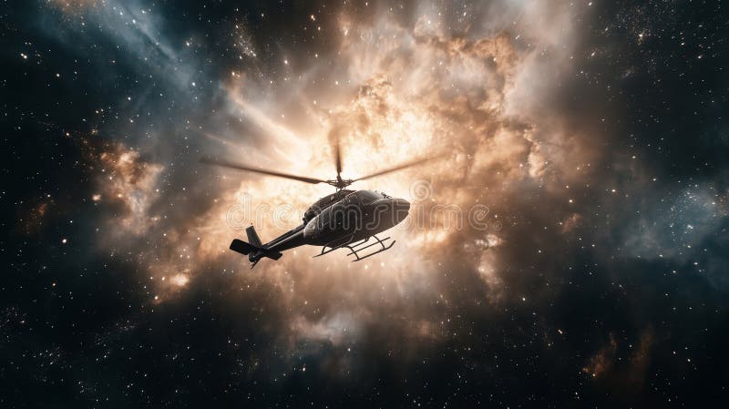 Military Helicopter Flying through Fiery Explosion Stock Image - Image ...