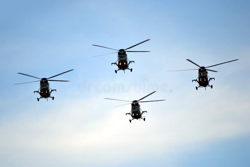 Military Helicopters - Formation Stock Photo - Image of military ...