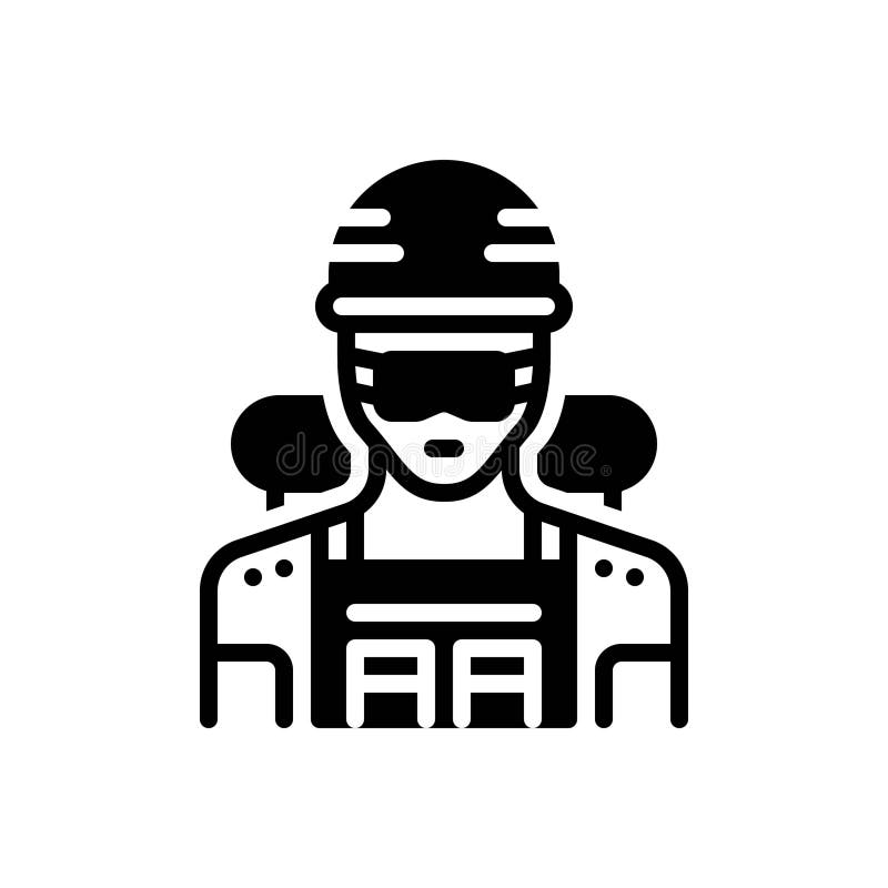 Black Solid Icon for Military, Army and People Stock Vector ...