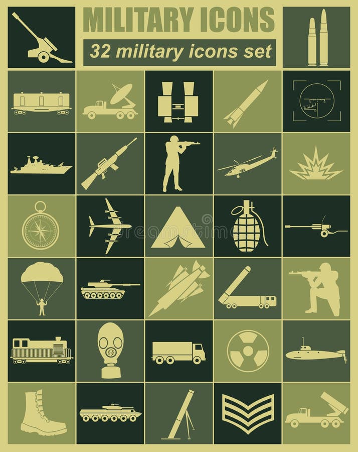 Military Icon Set. Constructor, Kit Stock Vector - Illustration of ...