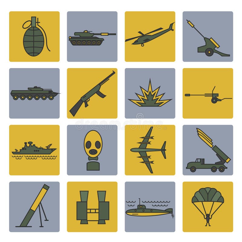 Military Icon Set. Constructor, Kit Stock Vector - Illustration of ...