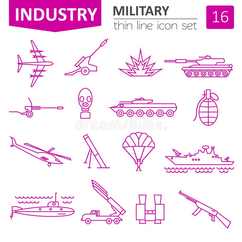 Military Icon Set. Constructor, Kit Stock Vector - Illustration of ...