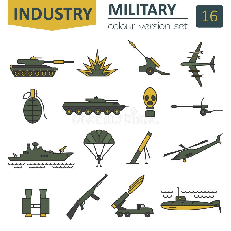 Military Icon Set. Constructor, Kit Stock Vector - Illustration of ...