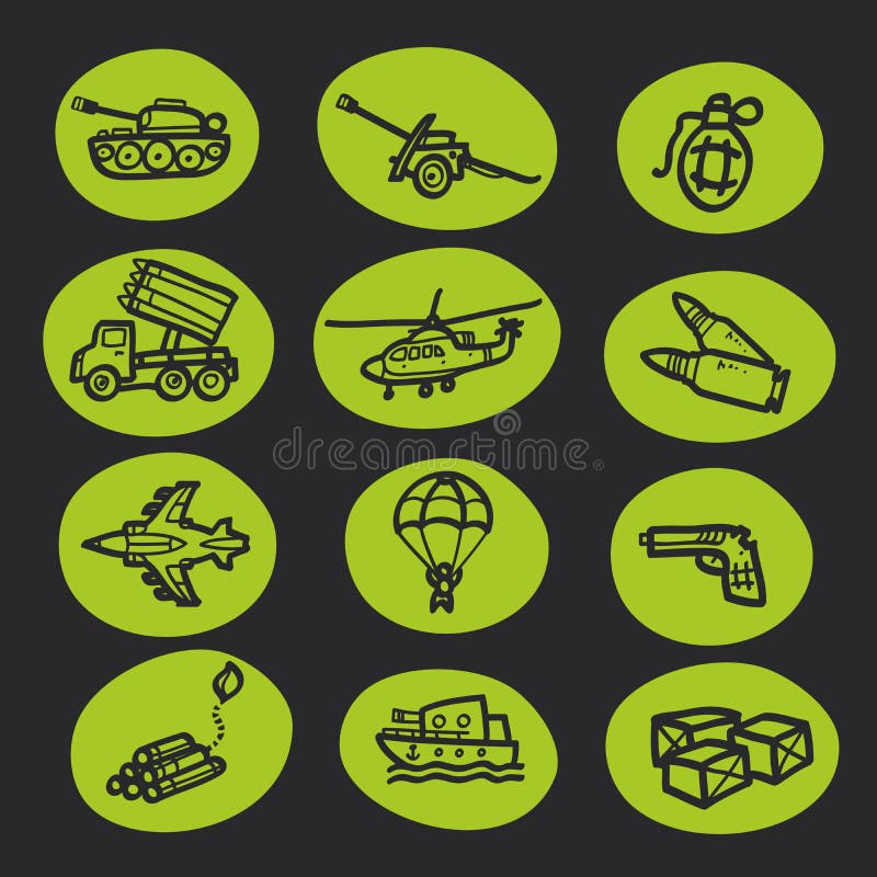 Military icons stock vector. Illustration of tanks, dynamite - 21103140