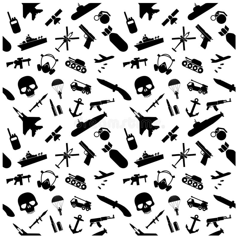 Military Icons and Background Pattern Stock Vector - Illustration of ...
