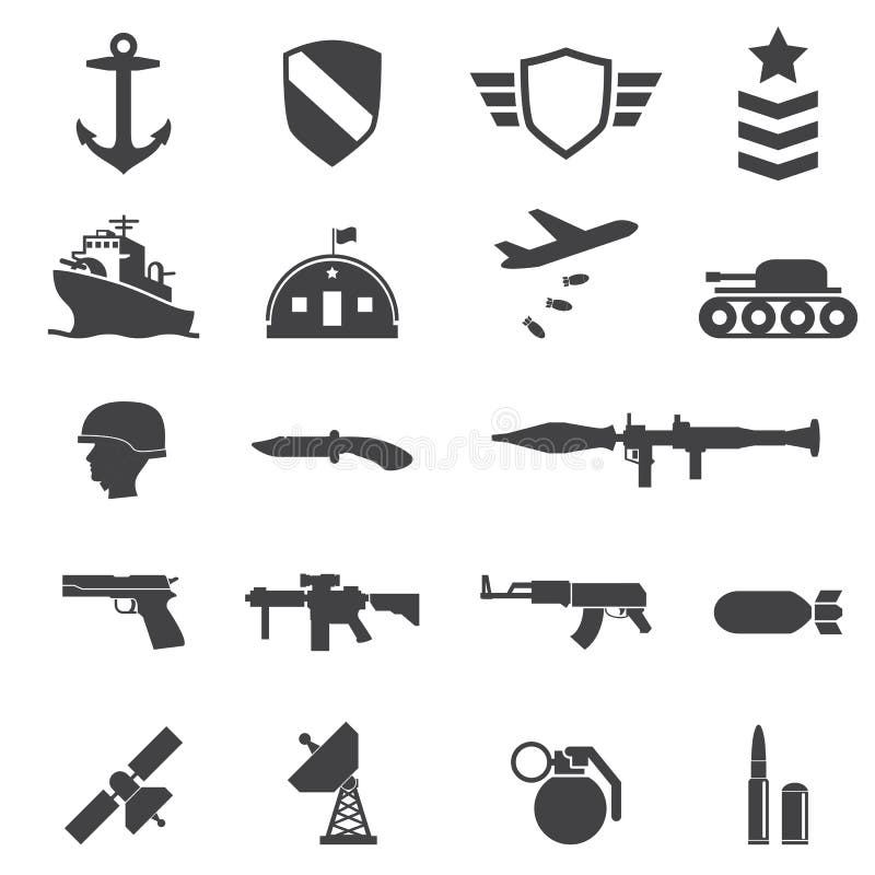 Military icons stock vector. Illustration of collection - 28567604