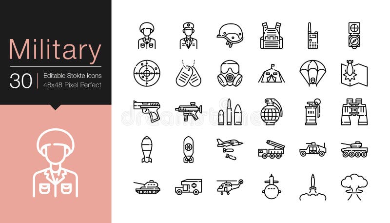 Military Icons. Modern Line Design. for Presentation, Graphic Design ...