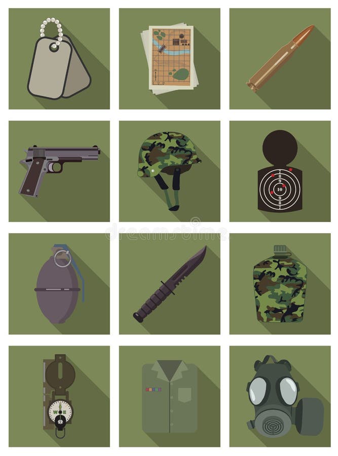 Army and military icons stock vector. Illustration of cartridge - 30927678