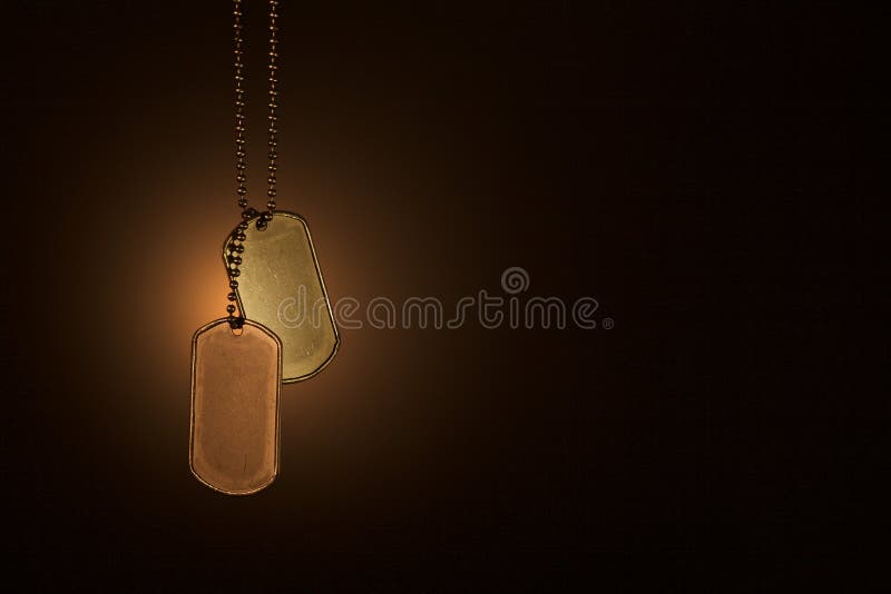Military ID Tags on a Dark Background Stock Image - Image of aluminum ...