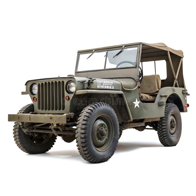 Military Jeep Isolated on White Background Stock Illustration ...