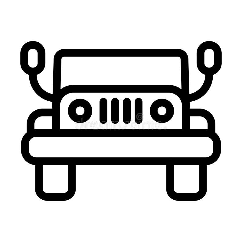 Military Jeep Thick Line Icon Stock Illustration - Illustration of army ...