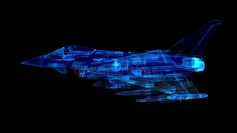 Military Jet from 3d Polygonal Line. Air Plane in Motion, Lines and ...