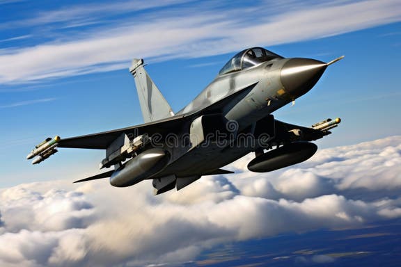 A Military Jet at Full Thrust in the Air Stock Illustration ...