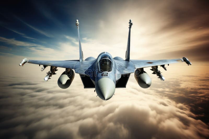 A Military Jet at Full Thrust in the Air Stock Illustration ...