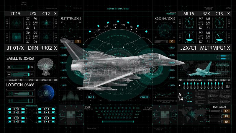 Military Jet HUD Interface Screen Stock Footage - Video of cityscape ...