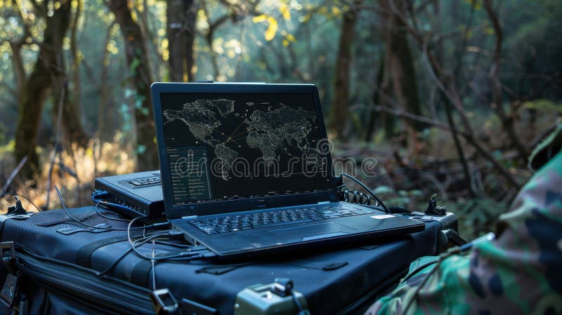 The Military Laptop in Forest.AI Generated Image Stock Photo - Image of ...