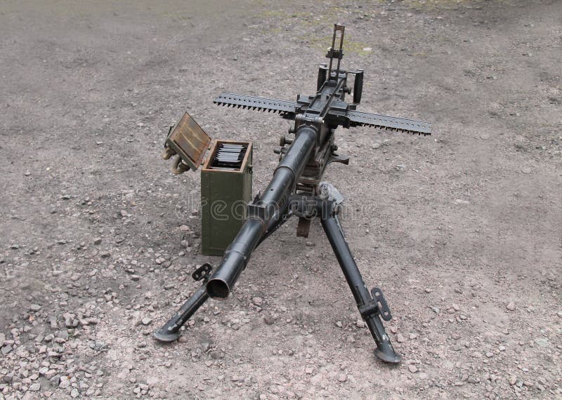 Military Machine Gun. stock photo. Image of security - 89808086