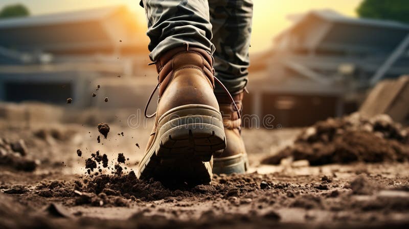 Military Man Exploring the Outdoors with Army Boots in the Soil ...