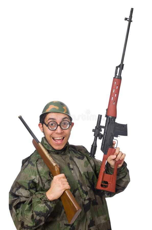 Military Man with a Gun Isolated on White Stock Image - Image of force ...