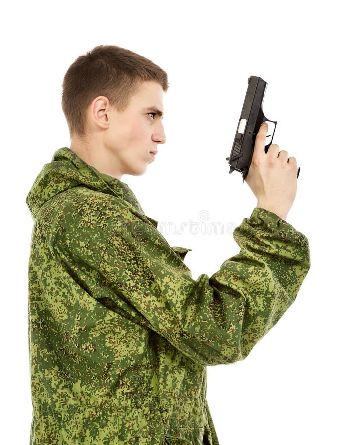 Military Man with Gun stock image. Image of patriot, male - 52667897