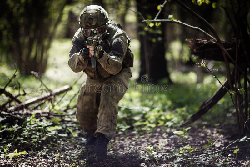 Military Man in Helmet ,camouflage Stock Photo - Image of scout ...