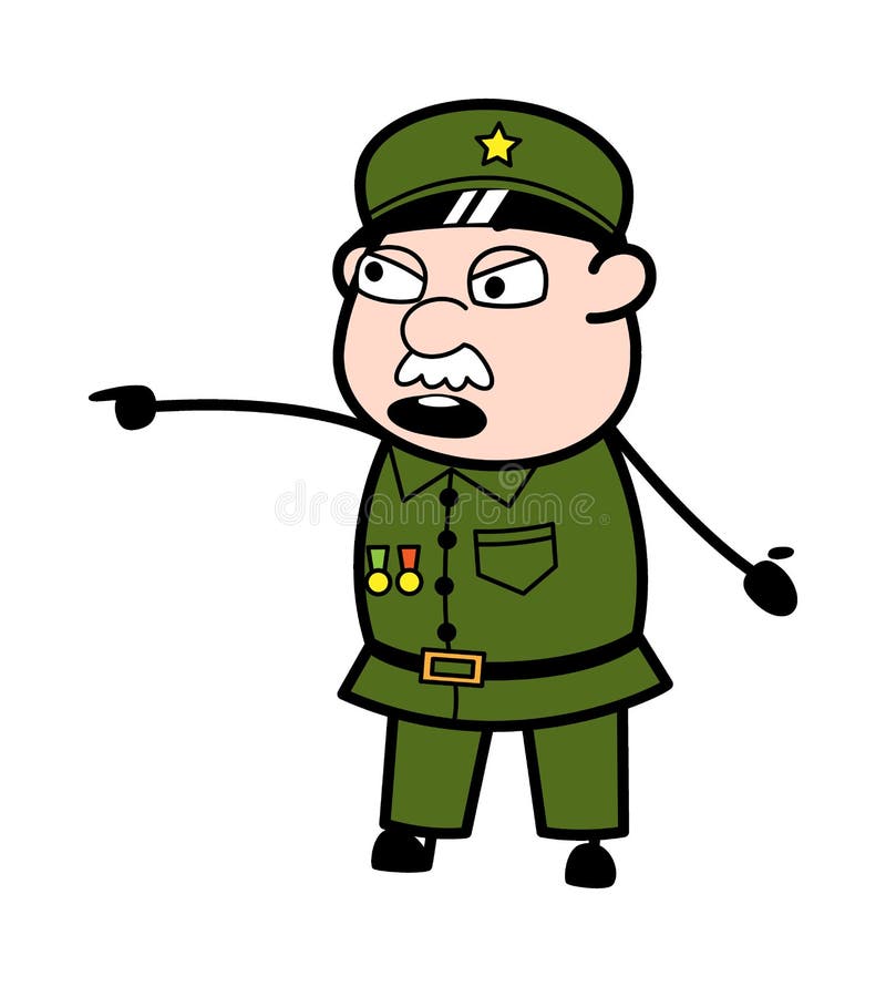 Cartoon Army Soldier Pointing