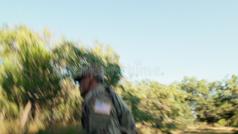 Military Run Away and Make Somersault in the Forest Stock Footage ...