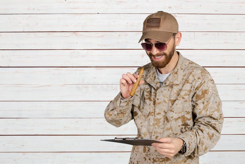 Military Man in Uniform Using Cigar Stock Photo - Image of confidence ...