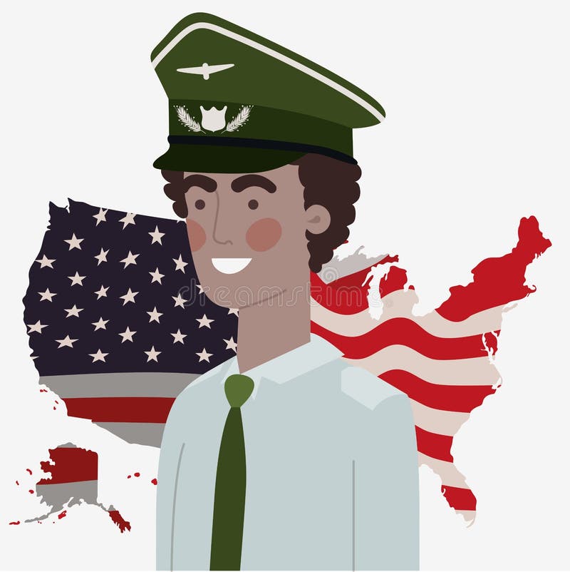Military Man with Usa Map and Flag Stock Vector - Illustration of ...