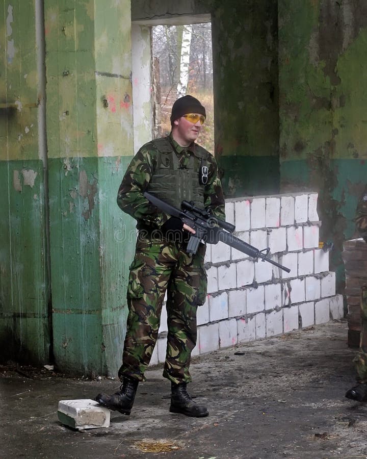 Military man with weapon stock image. Image of fighter - 3738593