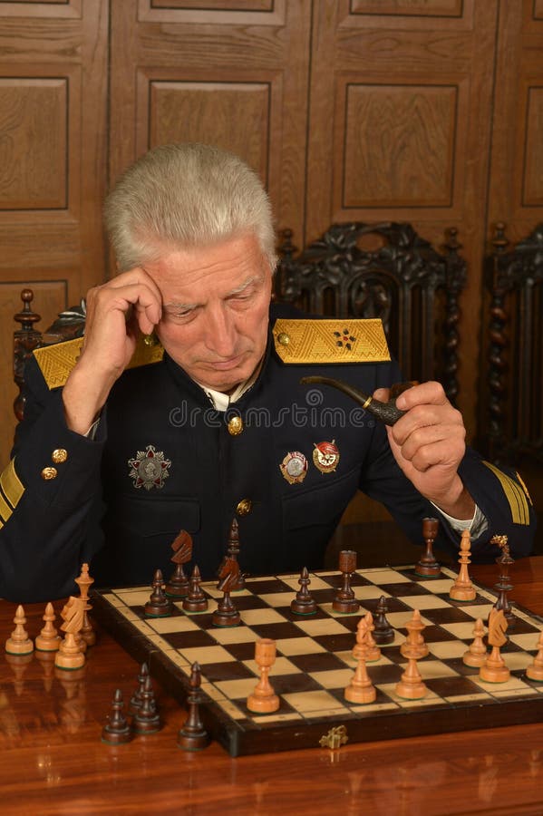 Military Mature General Playing Chess Stock Image - Image of tube ...