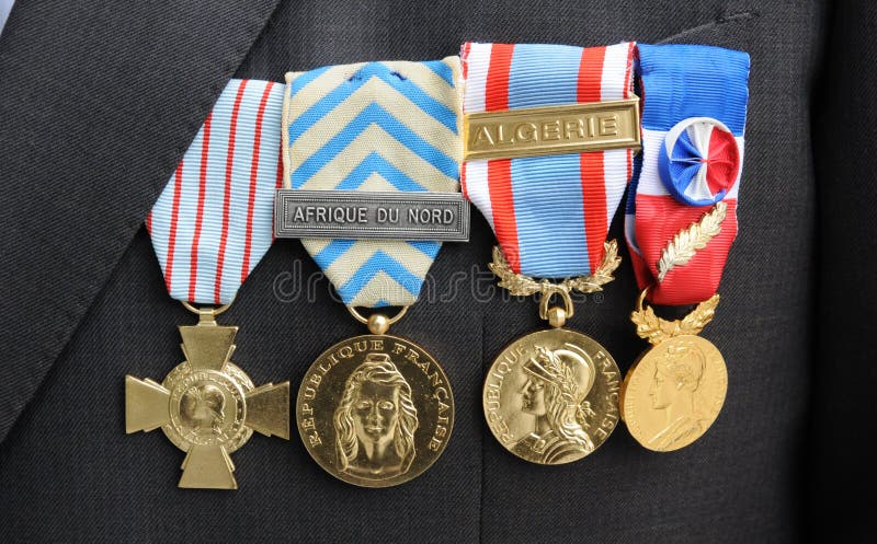 Military medals stock image. Image of gold, french, ribbon - 56565613