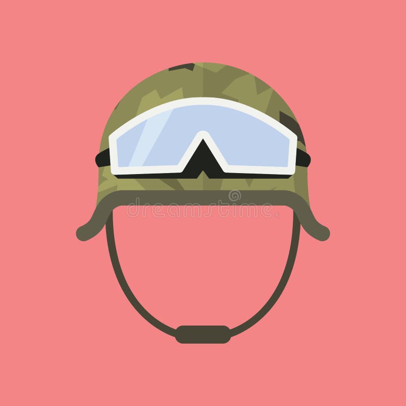 Military Metal Helmet with Goggles Stock Vector - Illustration of hunt ...