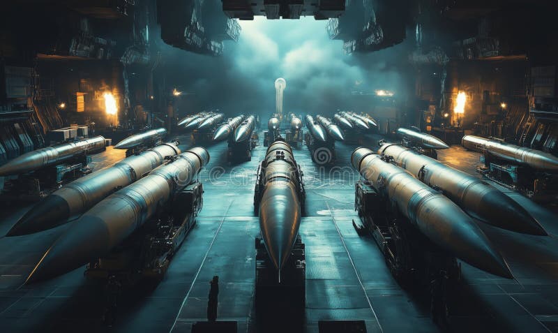 Military Missile Storage Facility with Advanced Weaponry and Dramatic ...