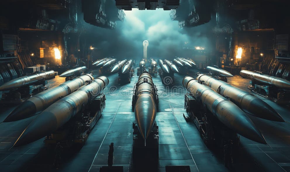 Military Missile Storage Facility with Advanced Weaponry and Dramatic ...