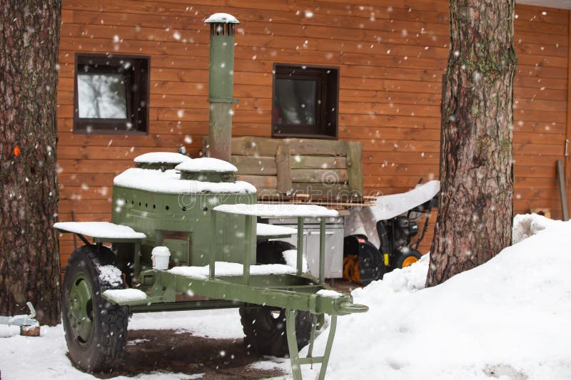 Military Mobile Field Kitchen Stock Image - Image of vehicle, snow ...