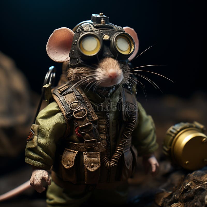 Military Mouse Pilot in a Dark Dramatic Light. AI Generated Stock ...