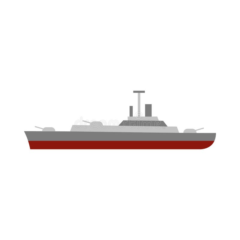 Military Navy Ship Icon, Flat Style Stock Vector - Illustration of ...