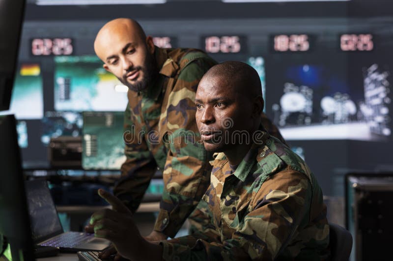 Military Officer Working on Deployment of Electronic Warfare Tools ...