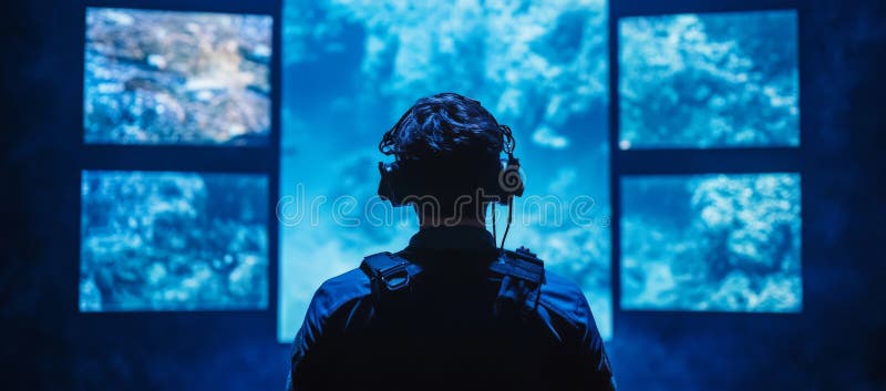 A Military Operator, Dressed in Tactical Gear, Examines a Control Room ...