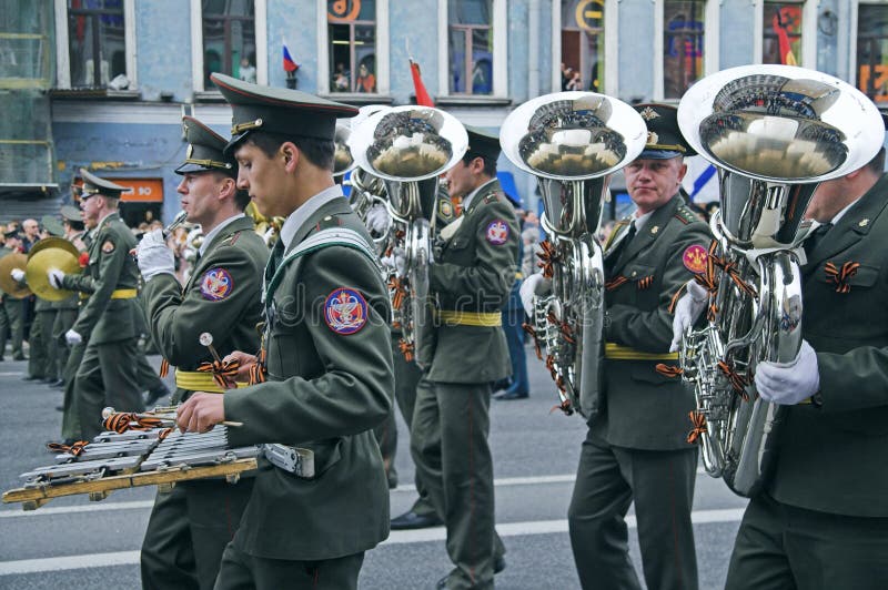 Military Orchestra Musicians Parading Editorial Stock Photo - Image of ...