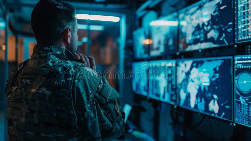 The Soldier at Operations Center. AI Generated Stock Photo - Image of ...