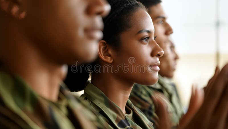 Military Personnel in Uniform Display Focus and Determination during a ...