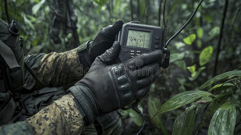 Military Personnel Using Advanced Technology in Dense Jungle ...