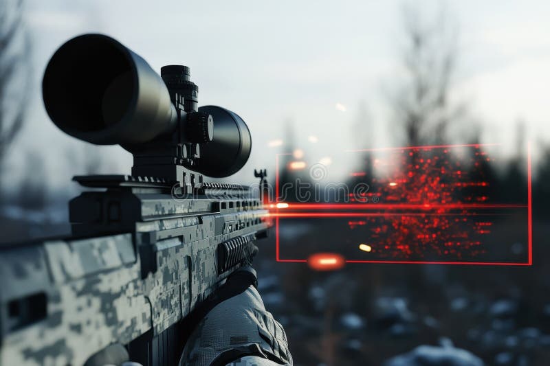 Military Personnel Using a Scoped Rifle Equipped with Advanced ...